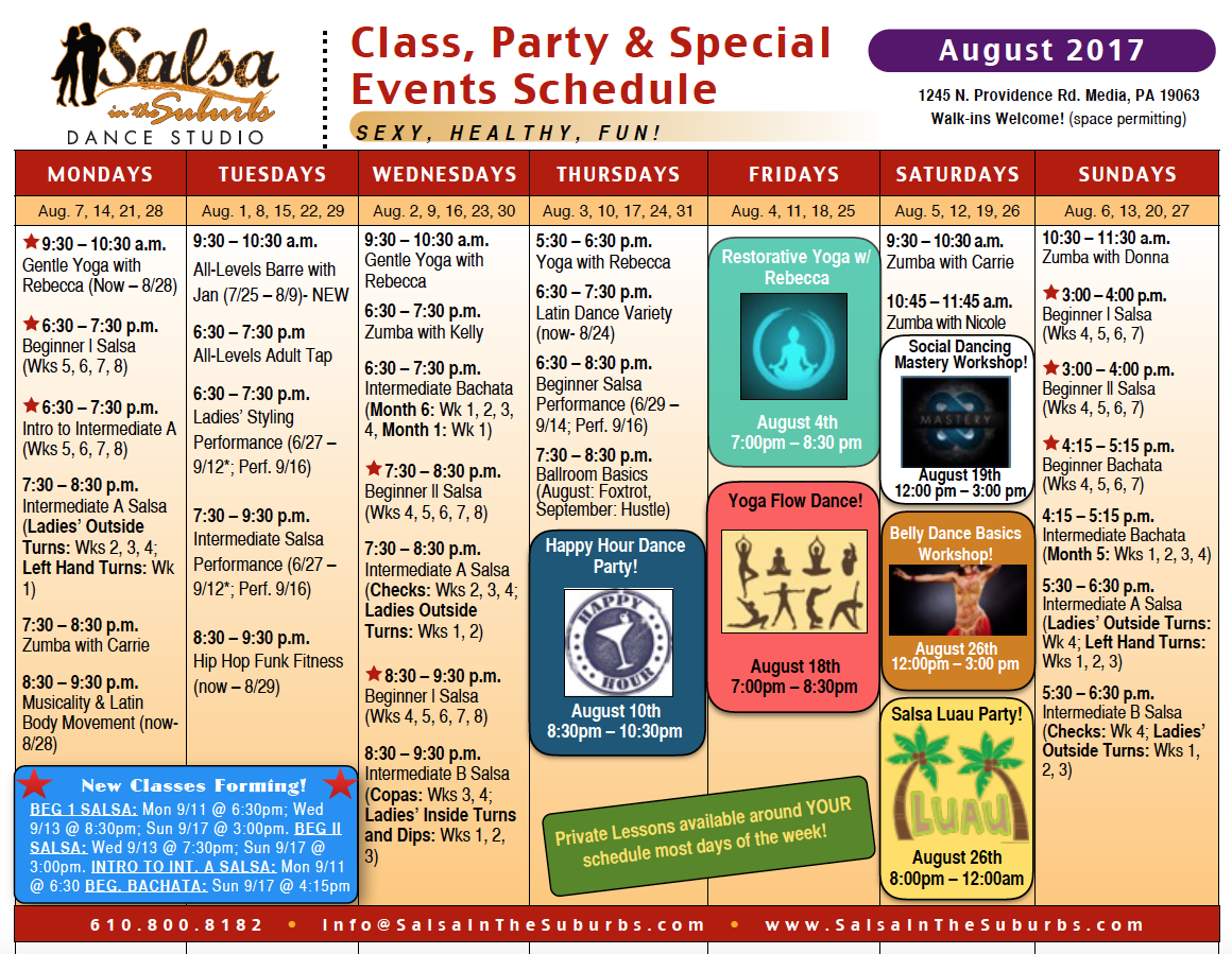 Group Class Start Dates and Schedule