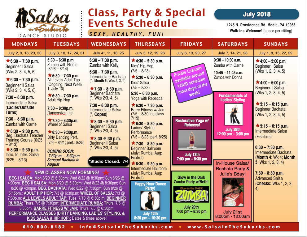 Group Class Start Dates & Schedule