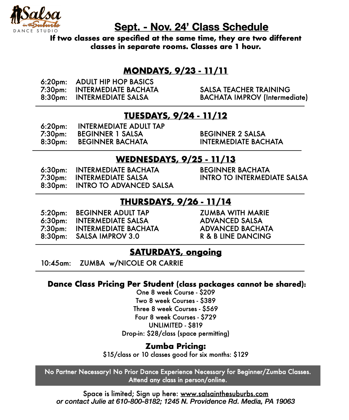 Group Class Start Dates & Schedule