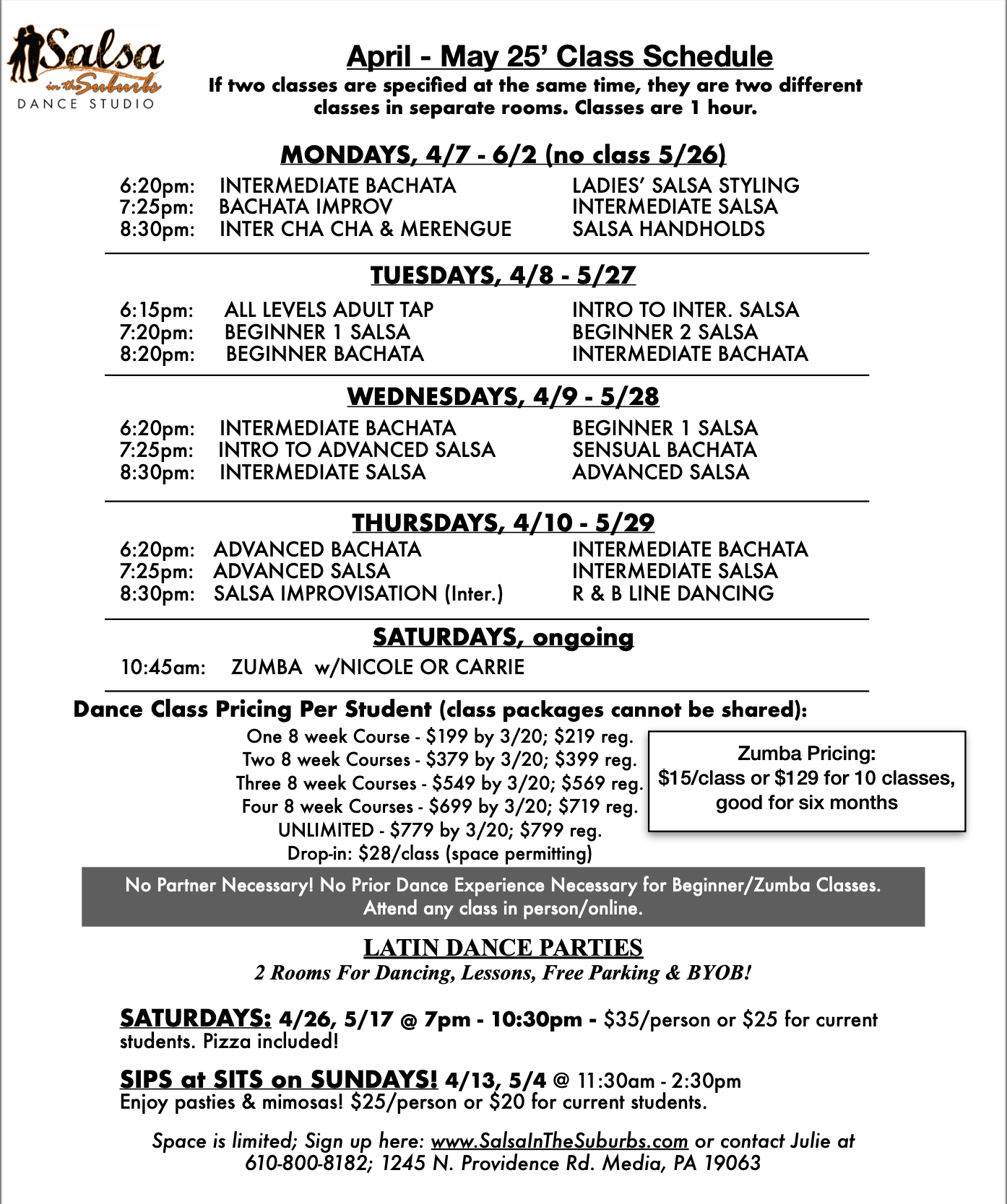 Group Class Start Dates & Schedule